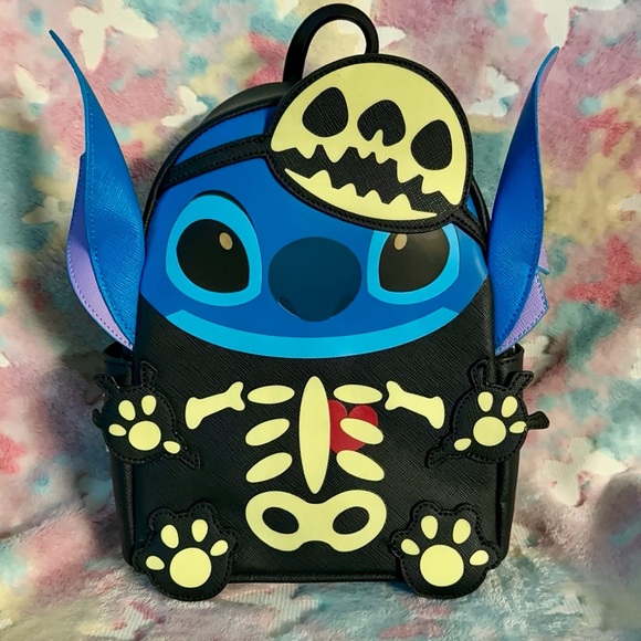 Loungefly | Bags | Loungefly Blue And Black Stitch Skeleton Backpack ...